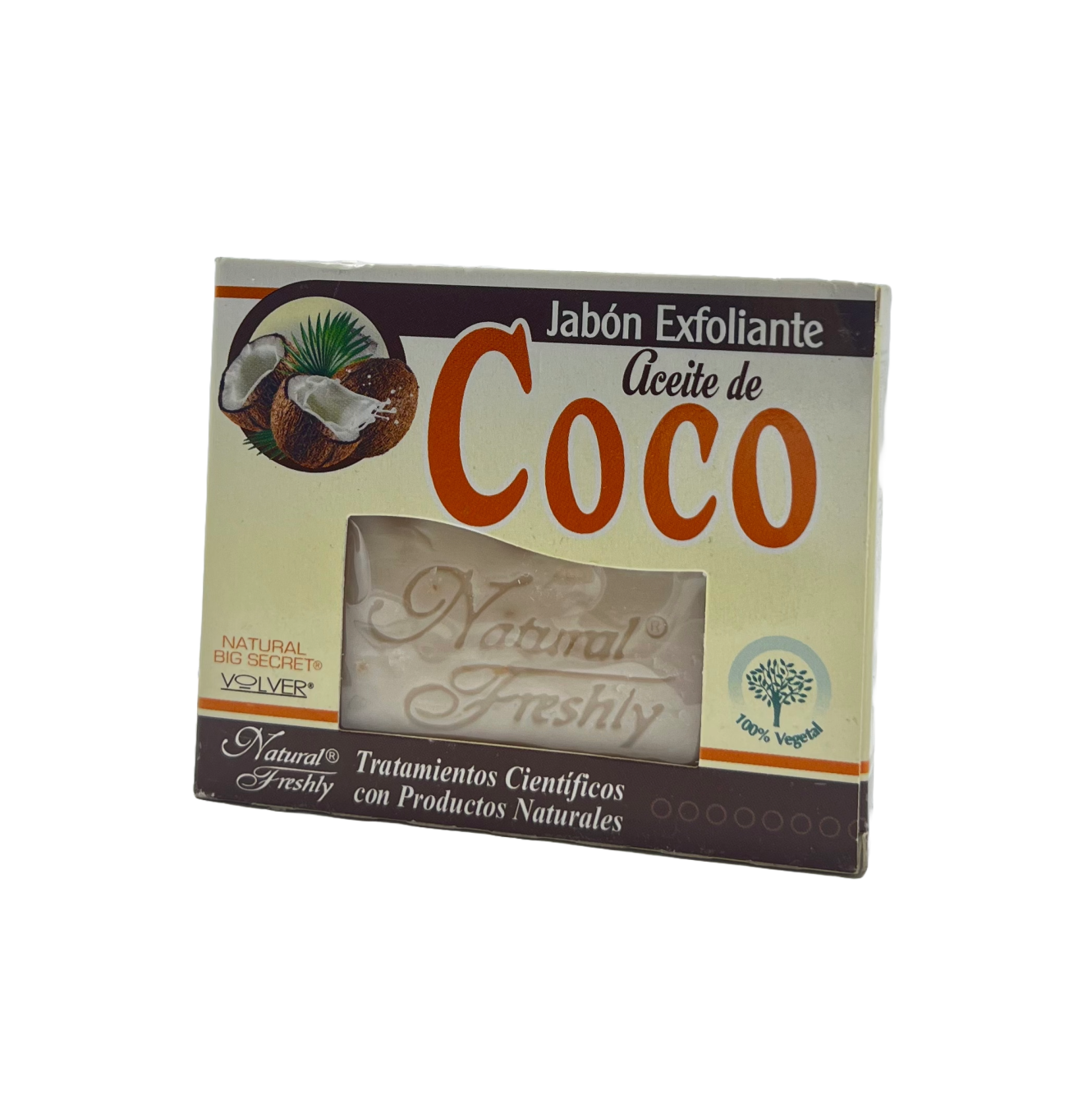 🥥 Jabón Exfoliante Aceite de Coco | Natural Freshly – 90 g – Distrivida